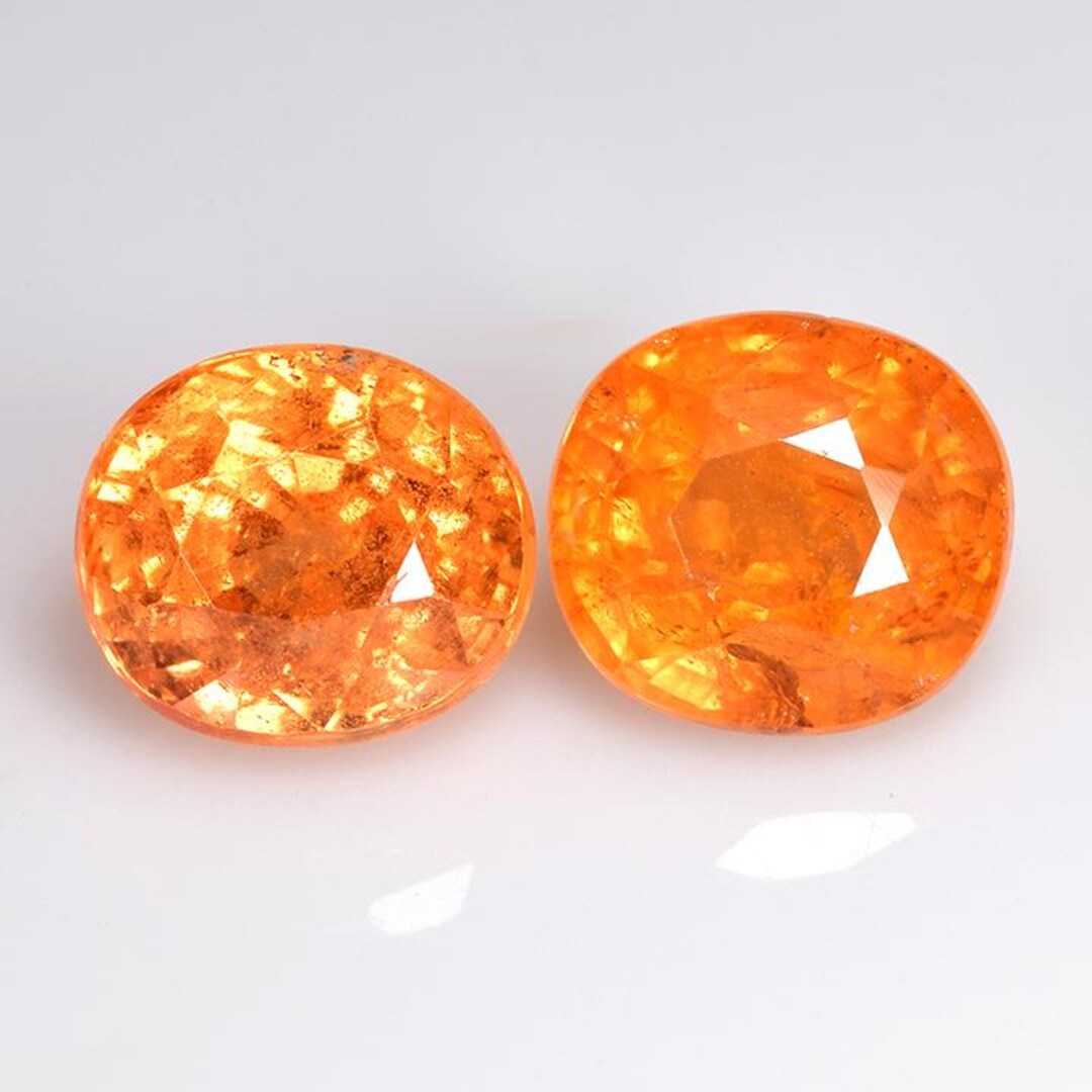 2.60 Ct Fanta Orange Spessartite Garnet: Oval Cut Gemstones (2 Pcs) - Etsy