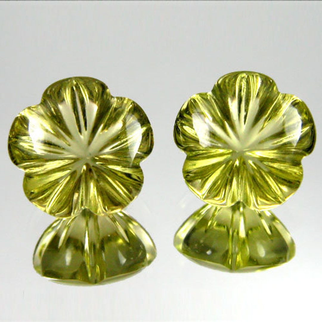 NATURAL LEMON QUARTZ GEMSTONES_ 5.850 Cts & 9x6mm_ Lime Yellow Color ...