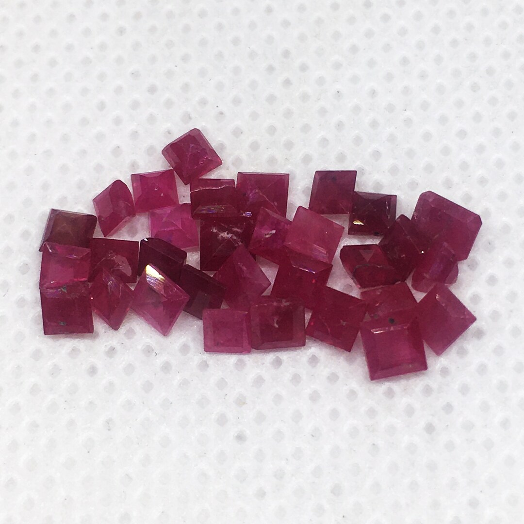 Natural Ruby 2-3mm Square Princess Cut Calibration Size Gemstones for ...