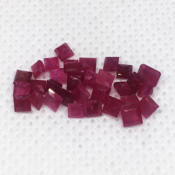 Natural Ruby 2-3mm Square Princess Cut calibration size | Etsy