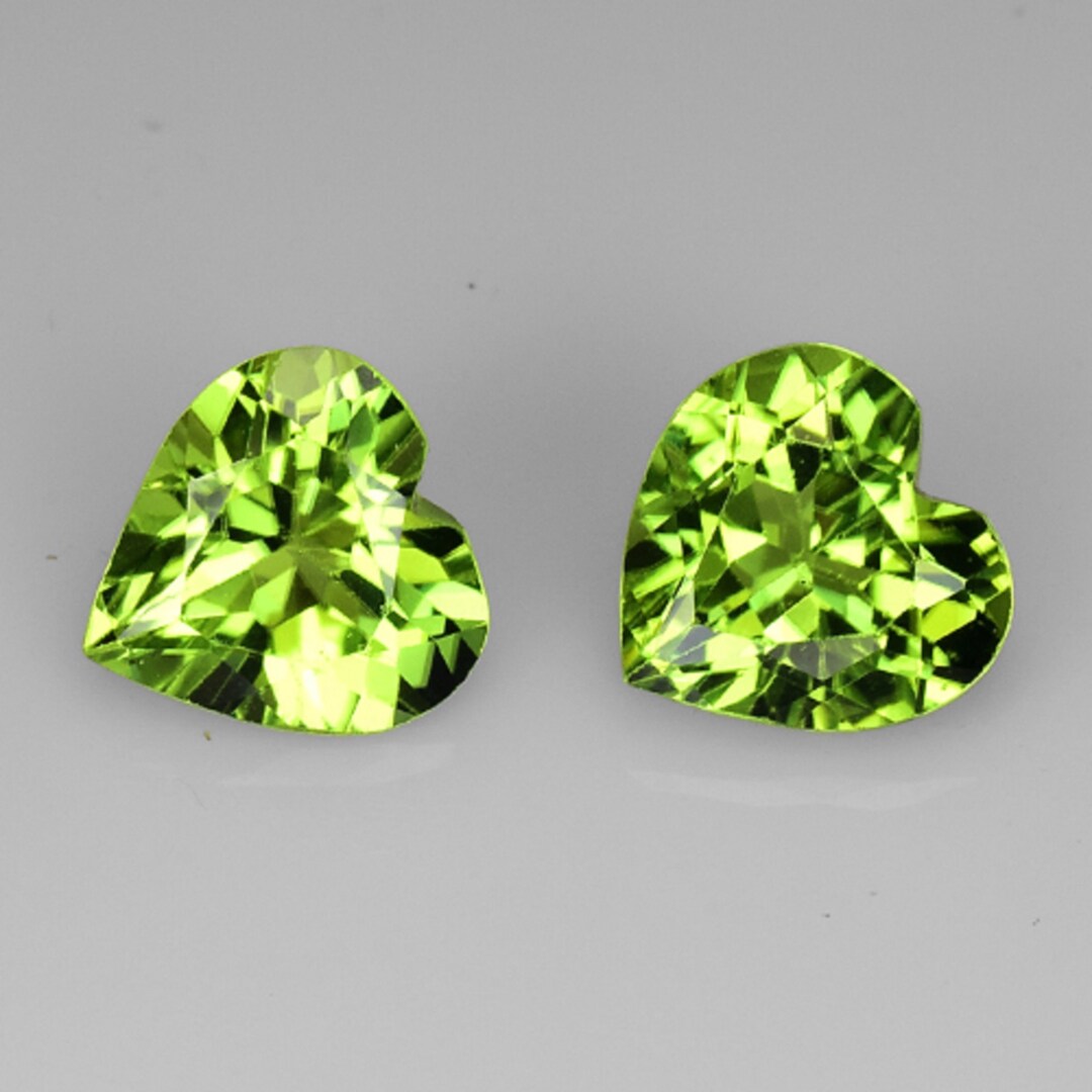 2.450cts & 7mm _ Natural Peridot Heart Cut Pair Loose Gemstones ...