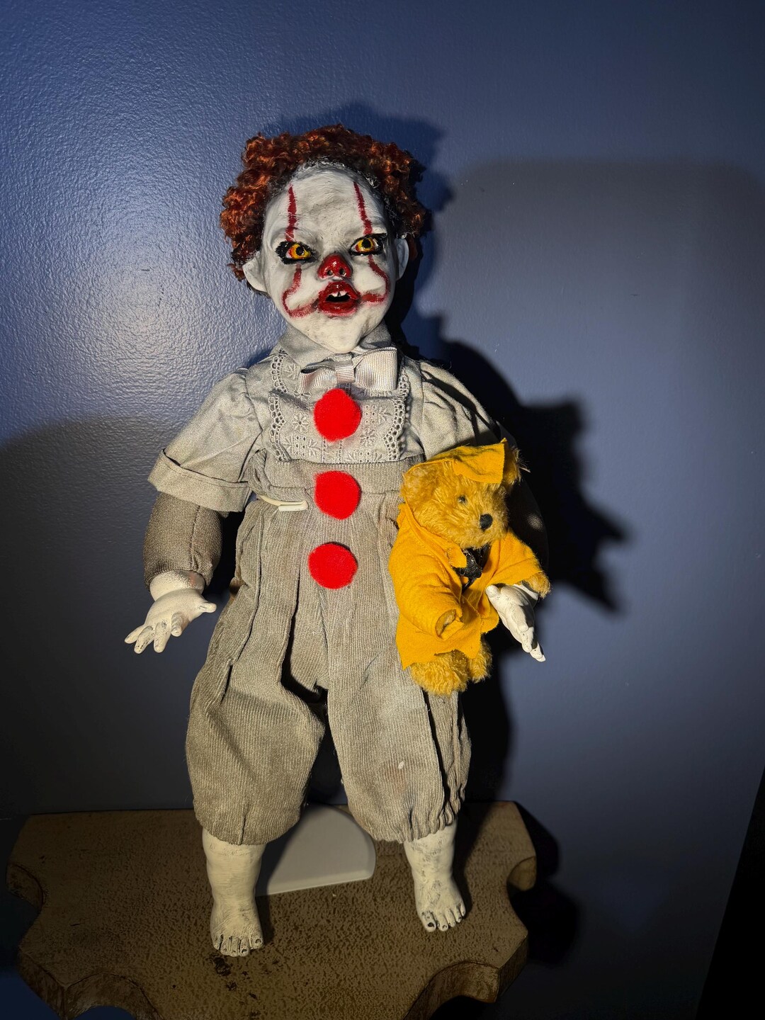Creepy Haunted Clown Doll With Teddy Bear – Pennywise Inspired – OOAK ...