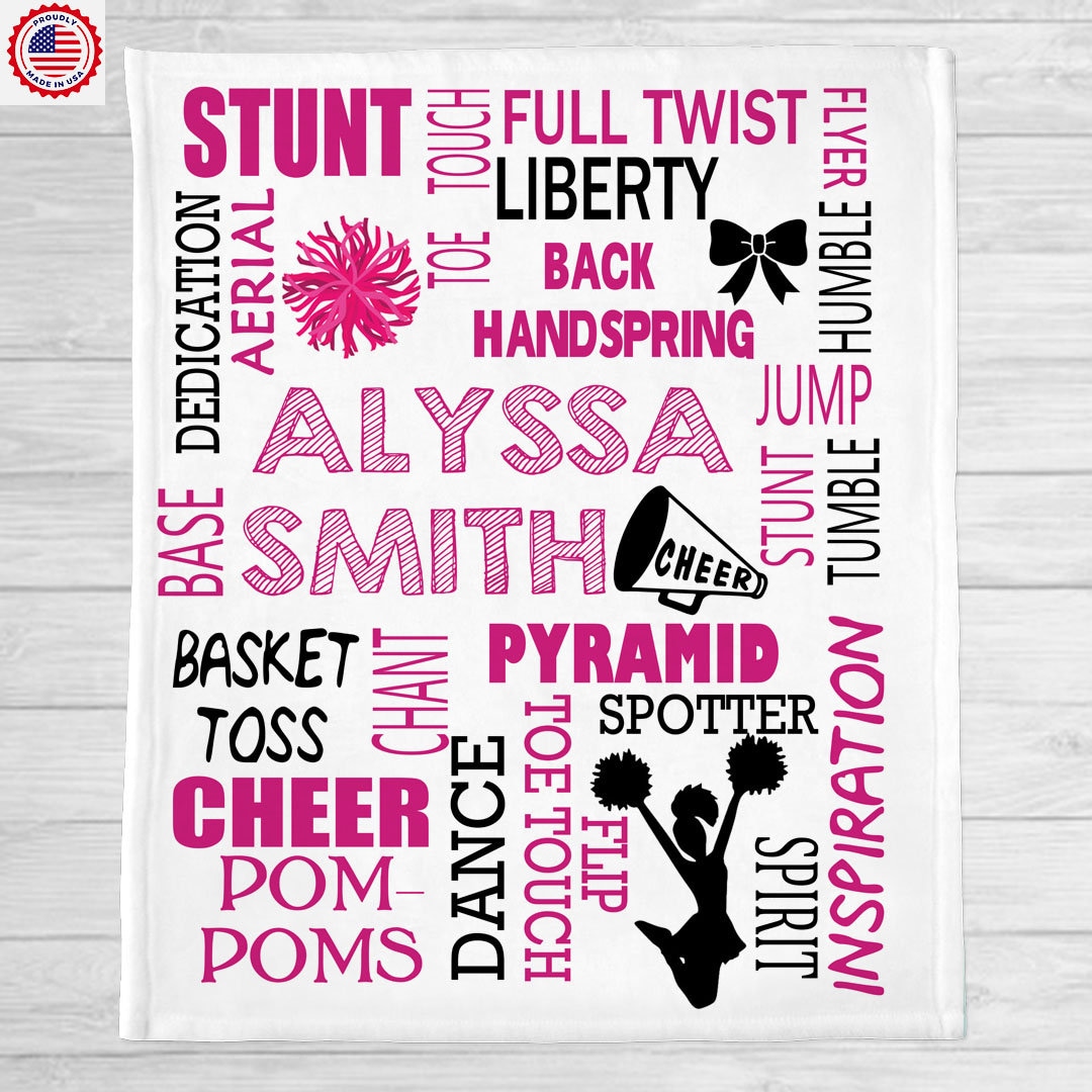 Personalized Cheerleading Name Blanket,cheer Pom Poms,christmas Gifts ...