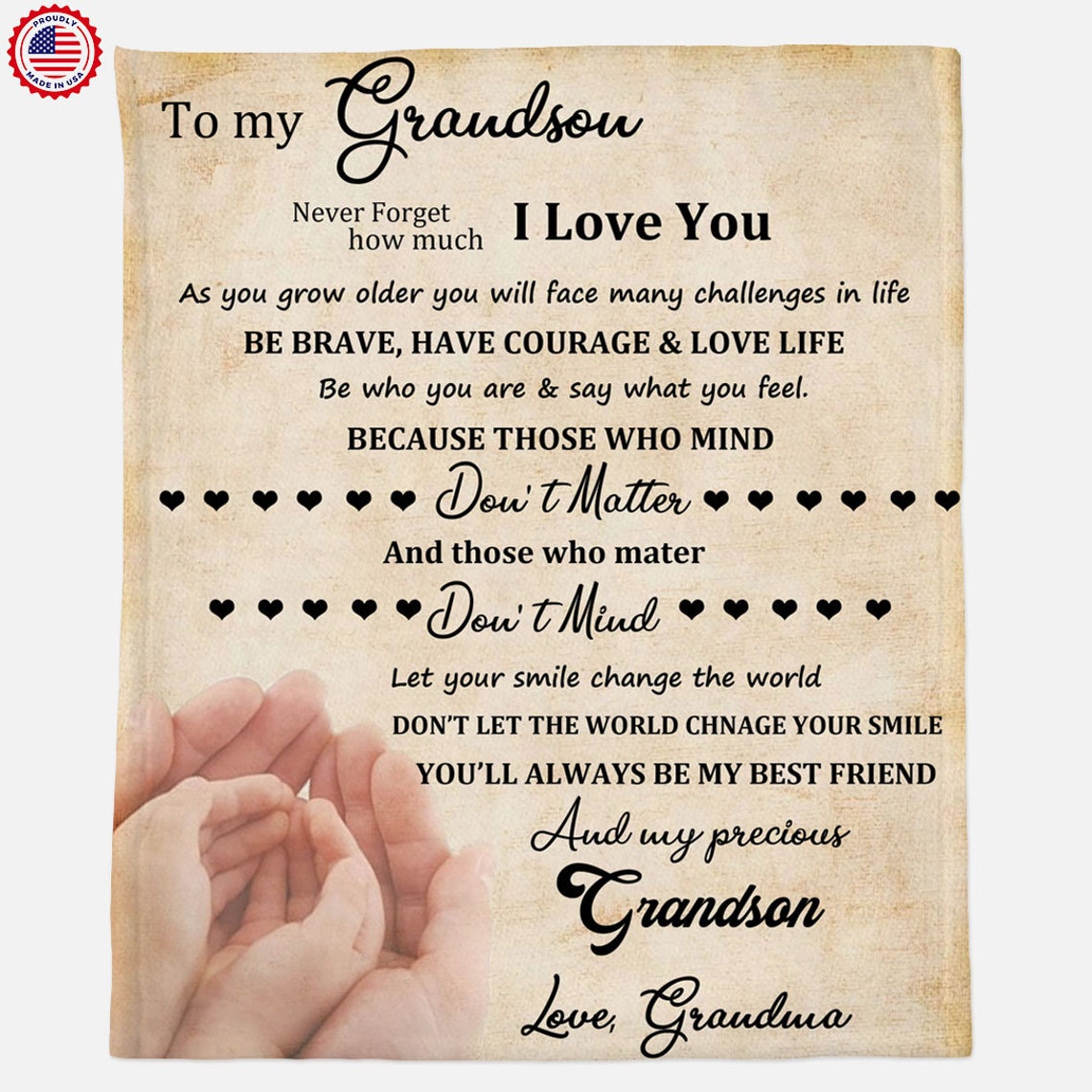 Letter To My Grandson Custom Grandson Blanket Custom Etsy