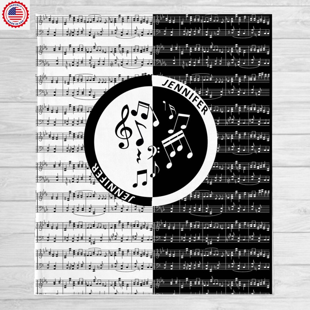 Personalized Music Notes Blanket, Music Score Design Blanket, Custom ...