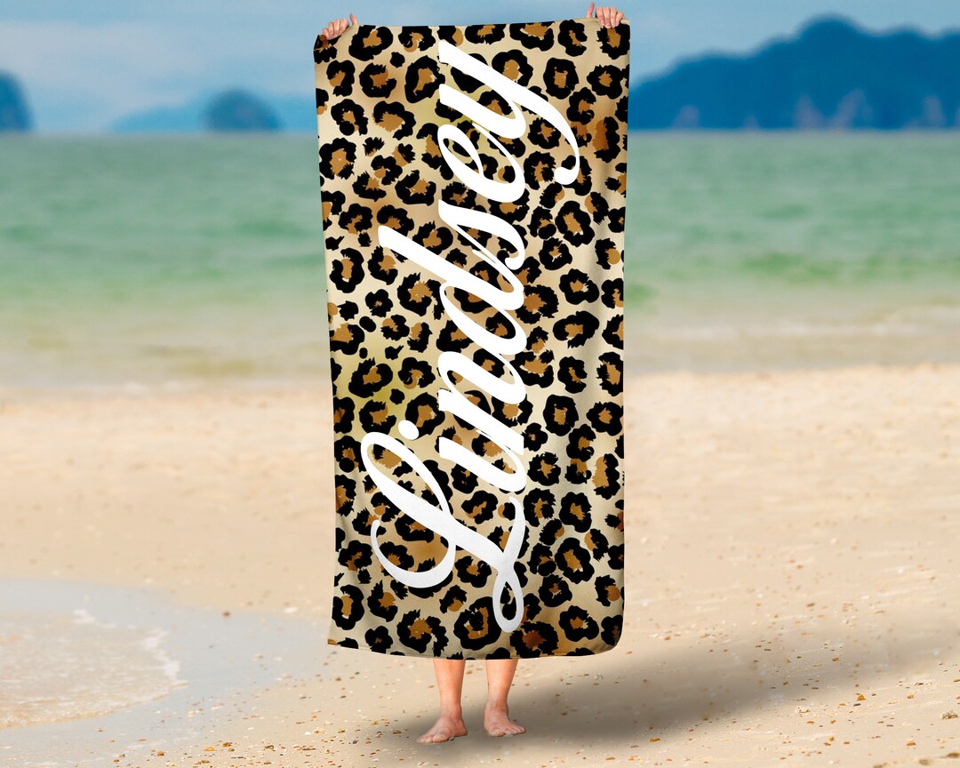 Personalized Leopard Print Towel, Cheetah Print, Custom Animal Beach ...