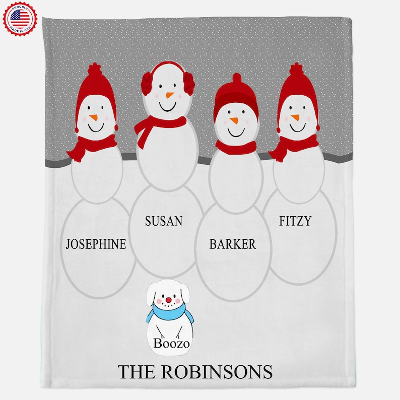 Snowman Christmas Blanket, Personalized Christmas Throw, Personalized ...