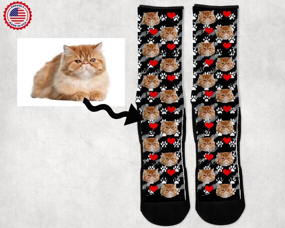 Custom Cat Socks Personalized Pet Photo Socks Put Your Cute | Etsy