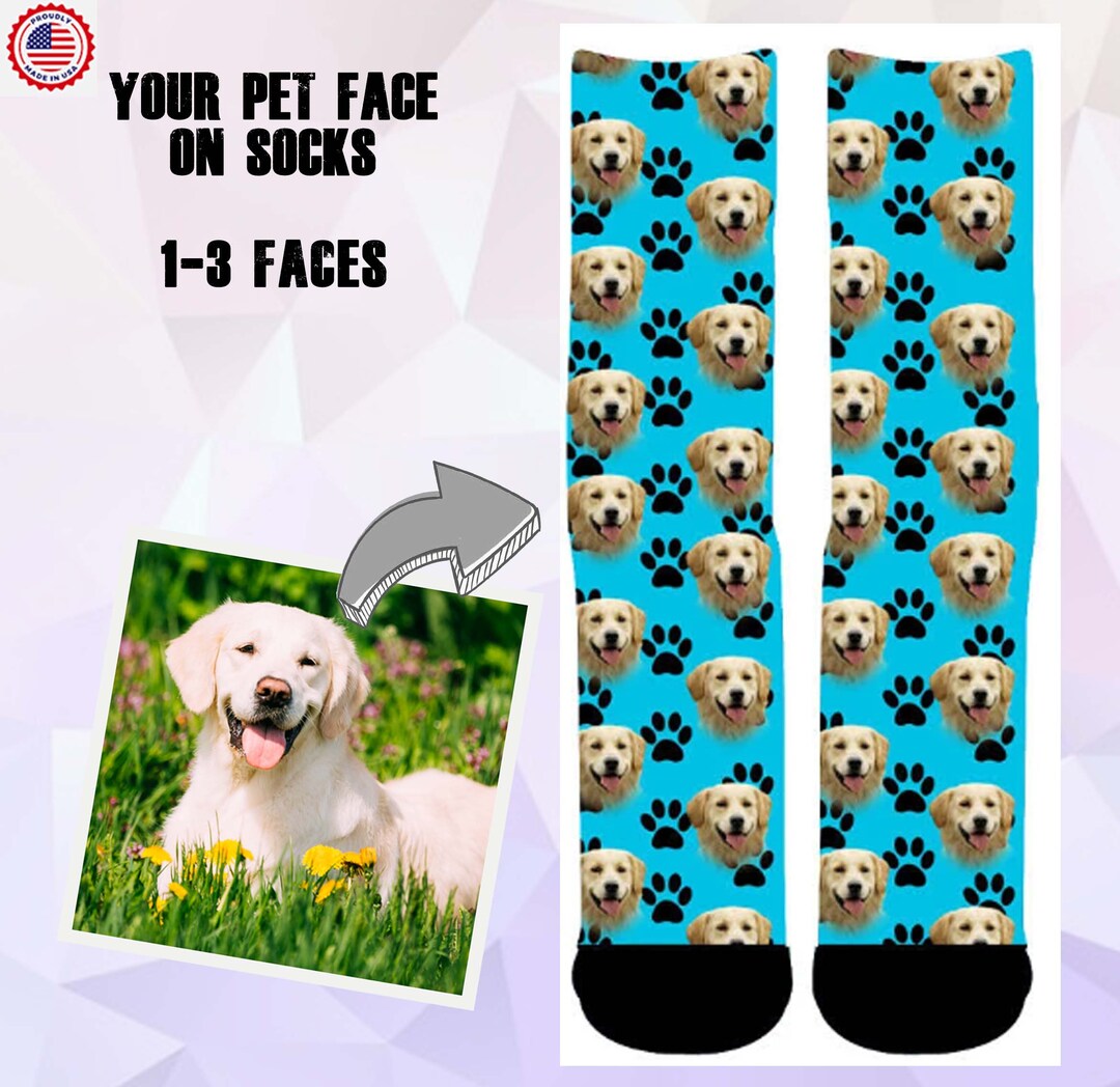 Custom Pet Socks - Paw Print Pattern - Personalized Dog Gift Socks-pet ...