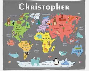 Baby Blanket World Map - Etsy