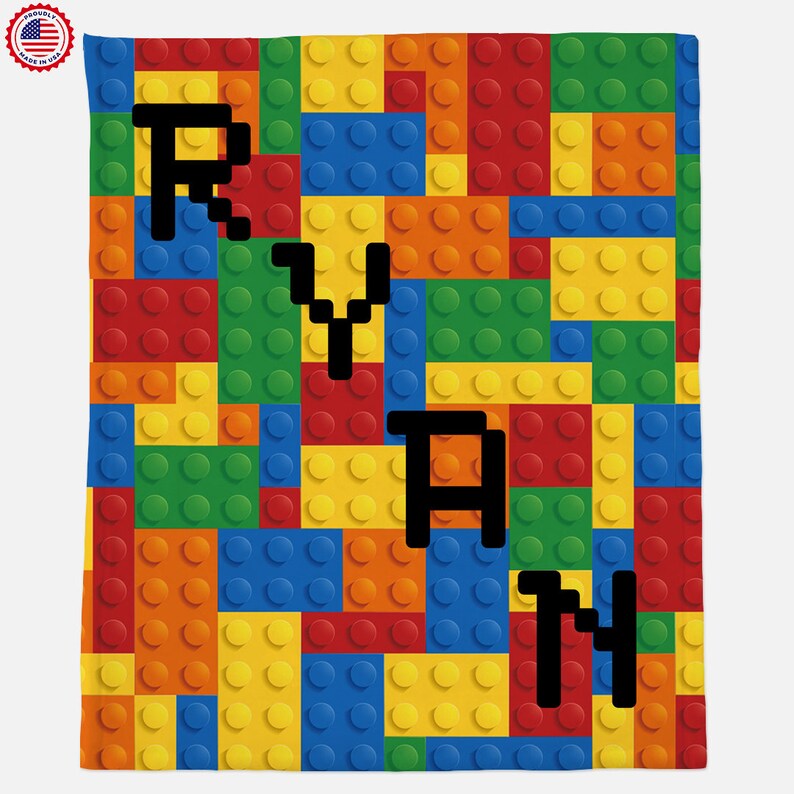Building Blocks Name Blanket custom Name Blanket building - Etsy