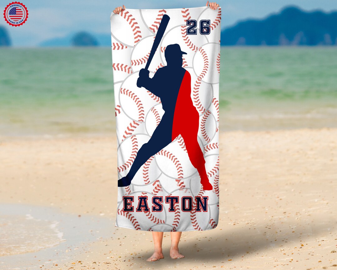 Personalized Baseball Beach Towel - Personalized Baseball Batter Beach ...