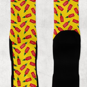 Sriracha Socks, Hot Sauce Socks Unique Gift, Fun and Cute Gift,gag Gift ...