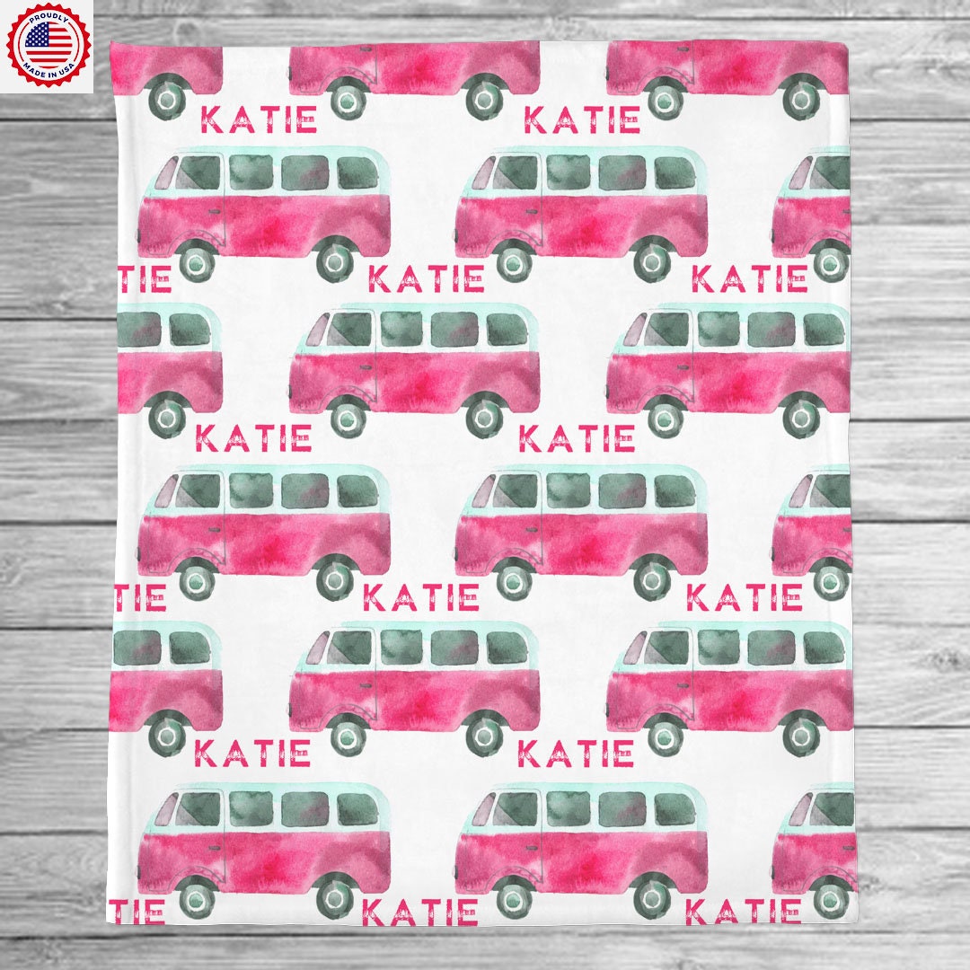 Custom Bus Baby Blanket Baby Name Blanketcustom Baby - Etsy
