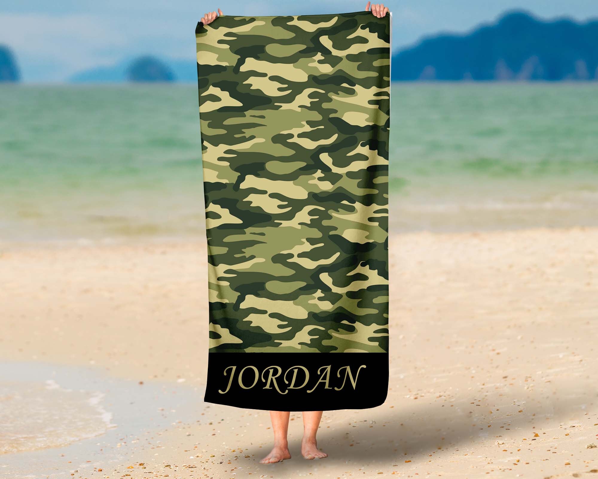 Personalized Camouflage Beach Towelcamo Loverpersonalized - Etsy