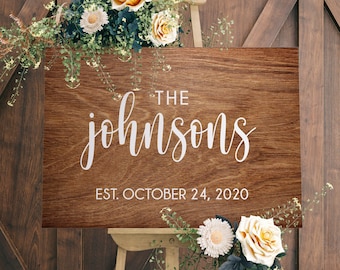 Wood Wedding Welcome Sign Rustic Wedding Sign Last Name - Etsy
