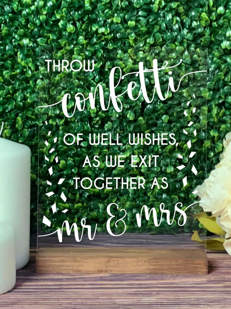 Confetti Wedding Sign Wedding Favors Acrylic Sign for - Etsy