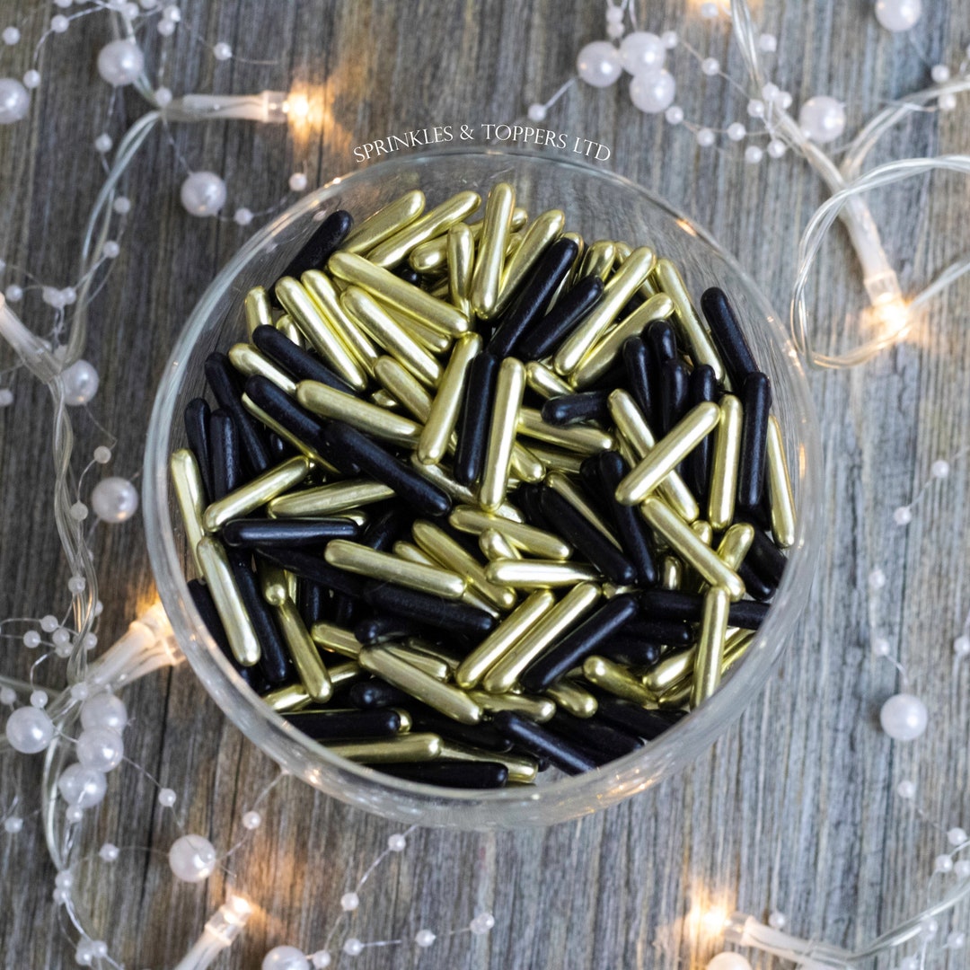 Metallic Gold & Black Macaroni Rods (20mm) - Etsy