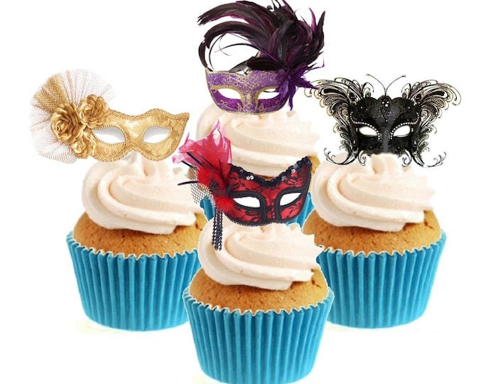 Masquerade Mask Collection Stand up Cake Toppers 12 Pack - Etsy