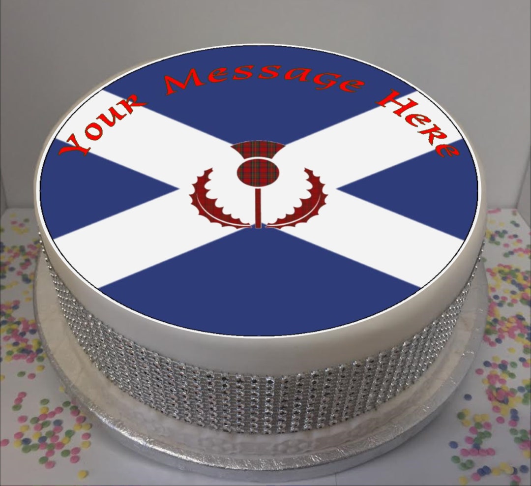 Personalised Saltire & Thistle Scene 8" Icing Sheet Cake Topper - Etsy