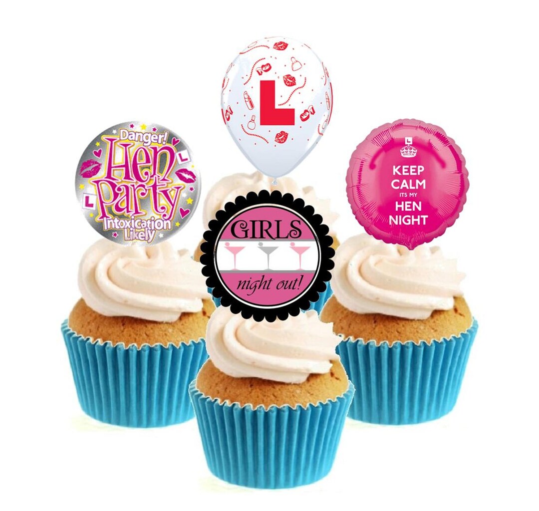 Hen Party Collection Stand up Cake Toppers (12 Pack) Item Requires ...
