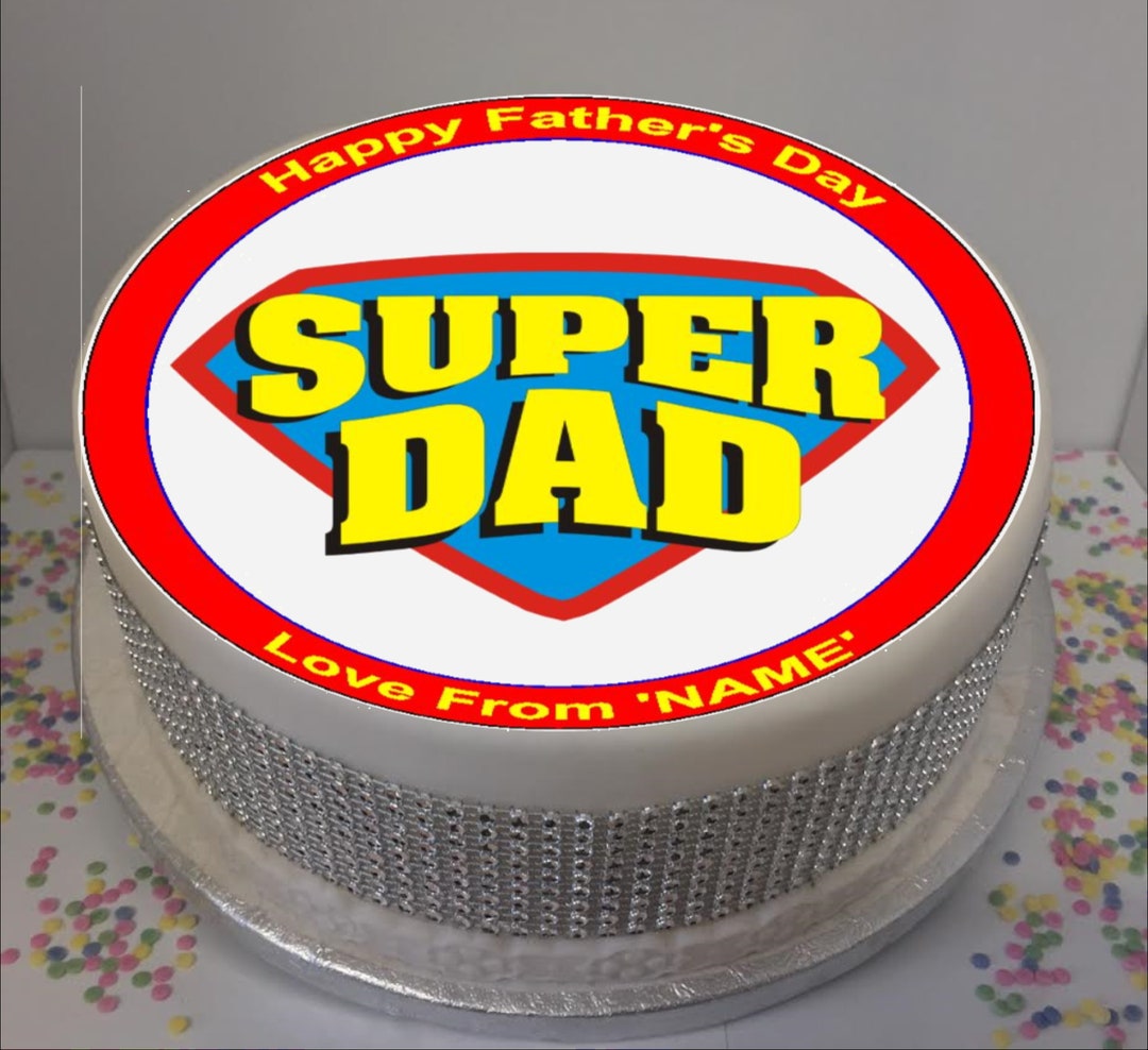 Personalised Super Dad Scene 8" Icing Sheet Cake Topper - Etsy