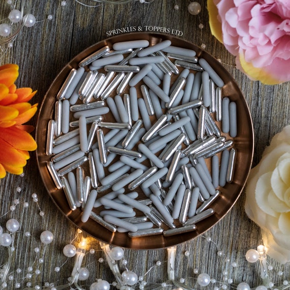 Grey Matt & Metallic Silver Macaroni Rods Mix 20mm | Etsy