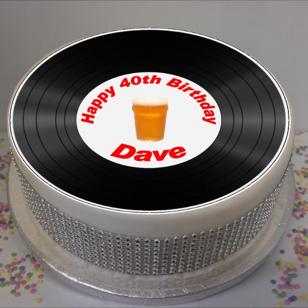 Vinyl Record Cake Topper - Etsy UK