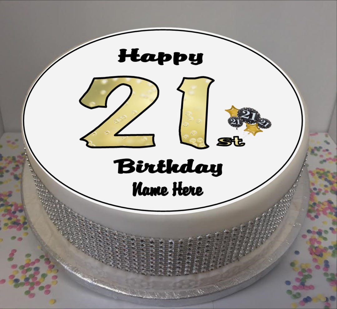 Personalised 21st Birthday Black / Gold 8" Icing Sheet Cake Topper - Etsy