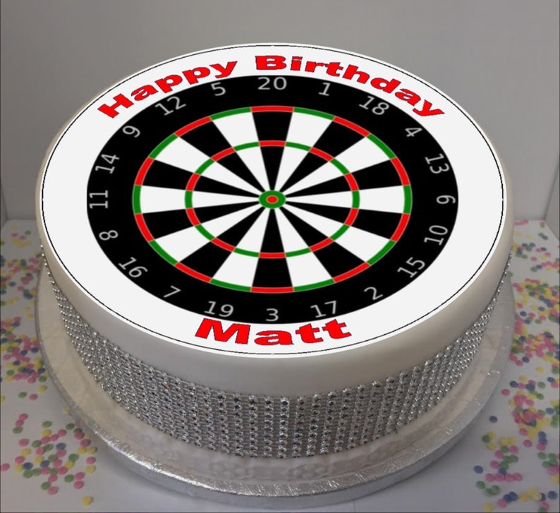 Personalised Dart Board 8" Icing Sheet Cake Topper ~ Darts ~ Sport ...