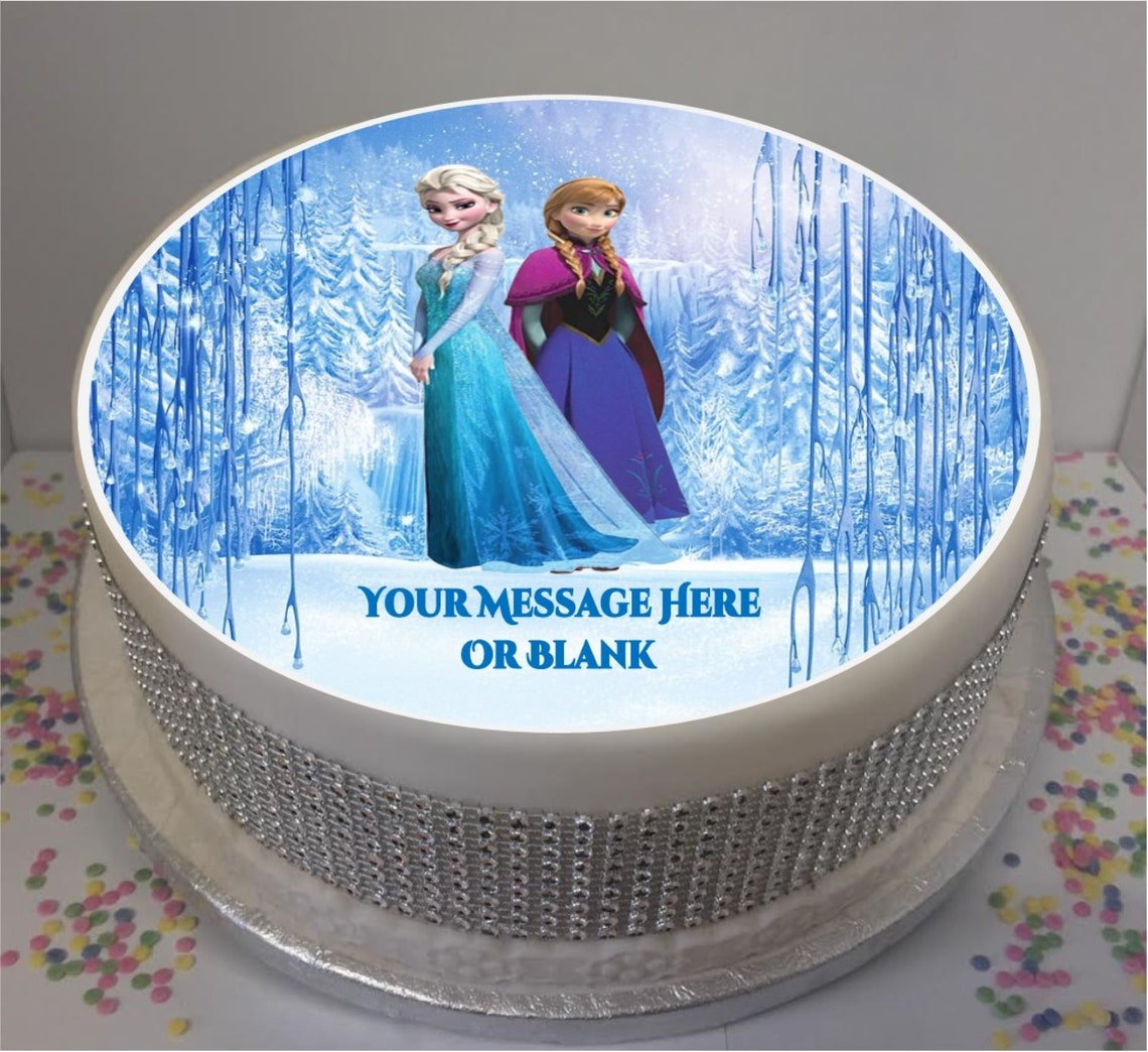 Personalised Anna & Elsa Frozen Scene 8 Icing Sheet Cake - Etsy