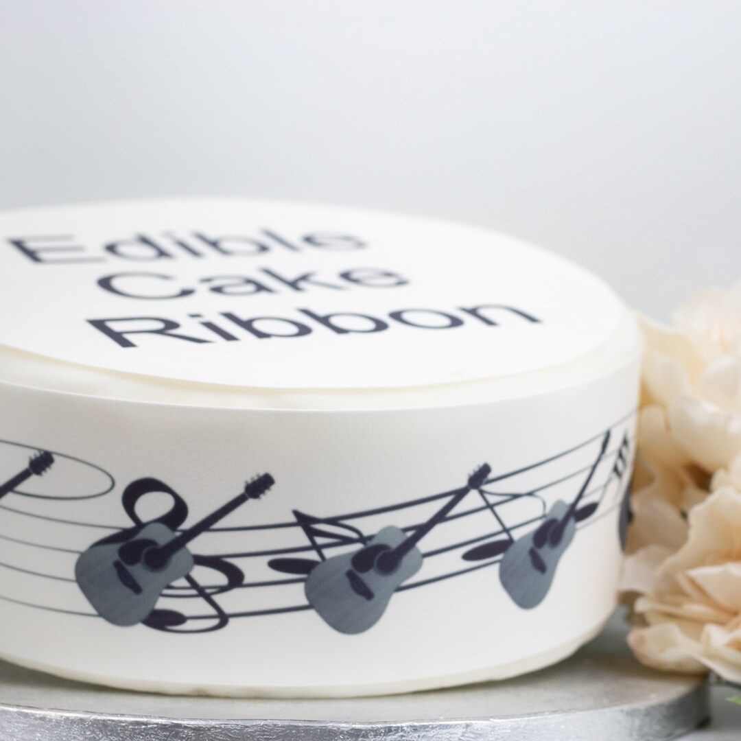 Acoustic Guitar & Music Notes Edible Icing Cake Ribbon / Side Strips - Etsy