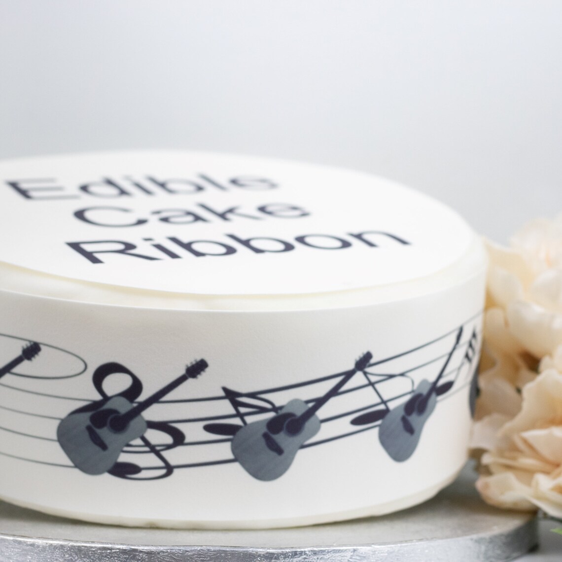 Acoustic Guitar & Music Notes Edible Icing Cake Ribbon / Side | Etsy