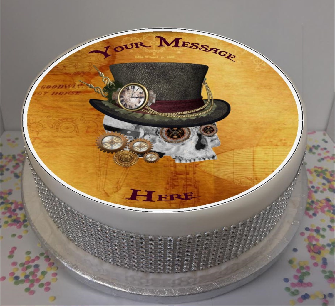 Personalised Steampunk Skull Scene 8" Icing Sheet Cake Topper - Etsy