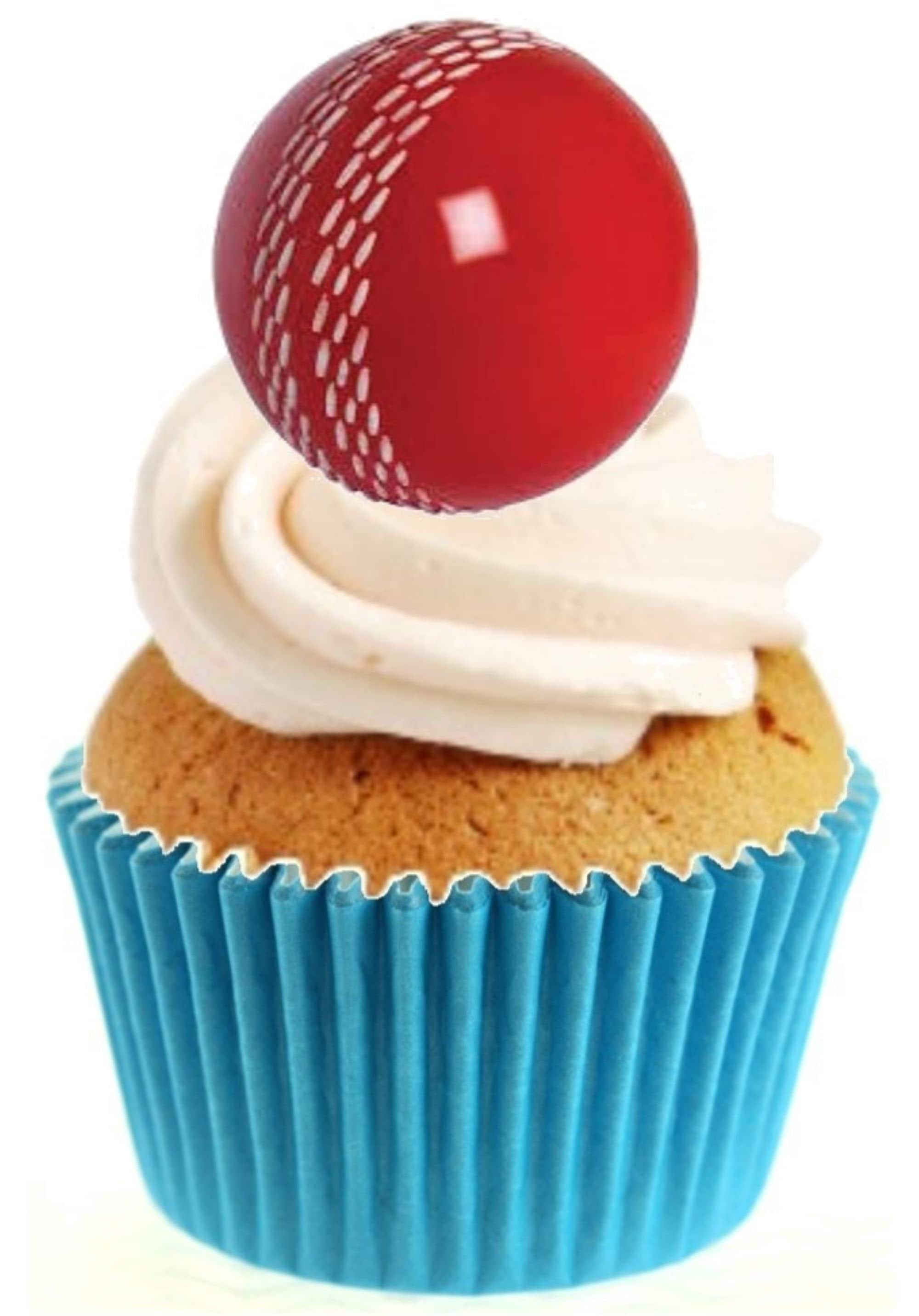 Cricket Ball Stand up Cake Toppers (12 Pack) Item Requires Cutting Out ...