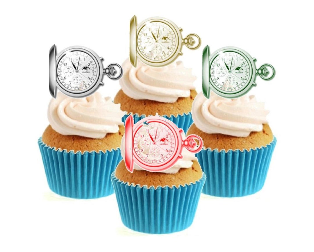 Pocket Watch Collection Stand up Cake Toppers (12 Pack) Item Requires ...
