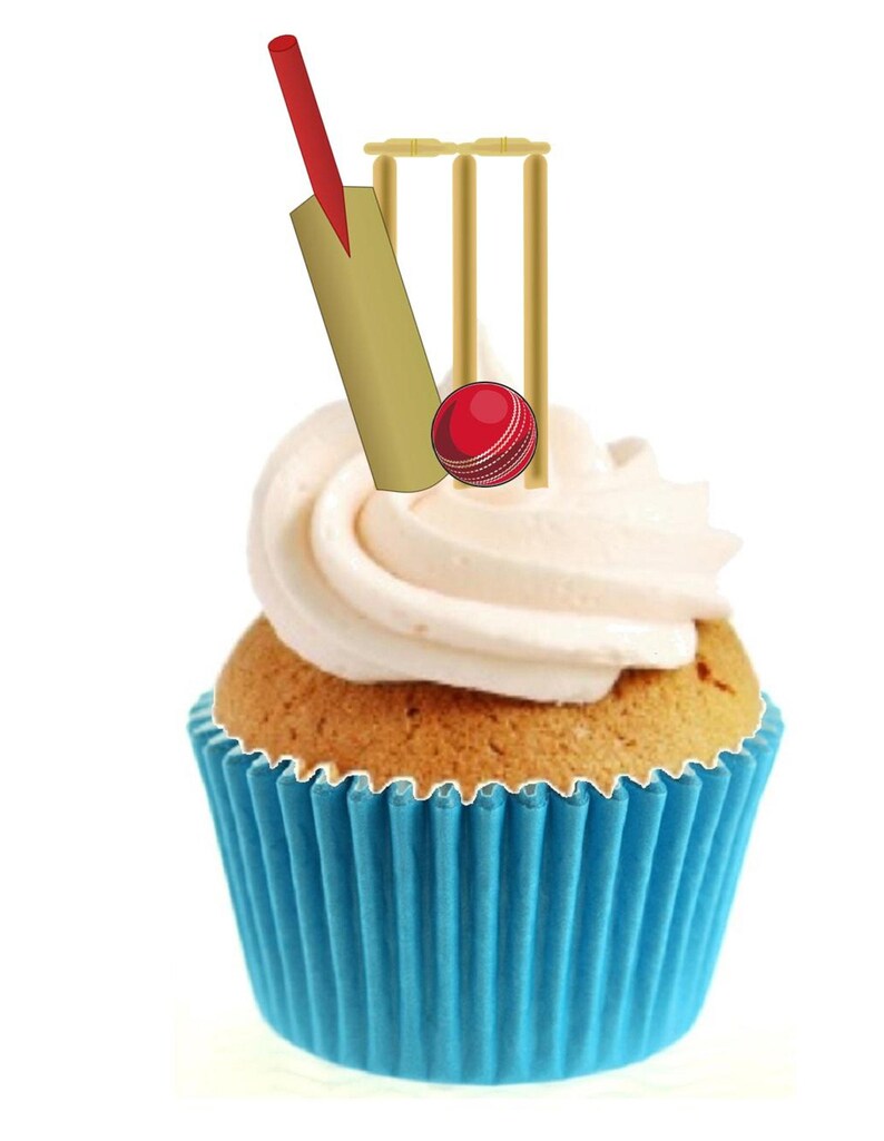 Cricket Bat, Ball & Stumps Stand up Cake Toppers 12 Pack - Etsy
