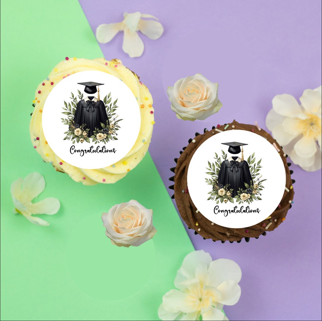 12 X Graduation Gown & Flowers 2" / 5cm Edible Discs Cupcake Toppers - Etsy