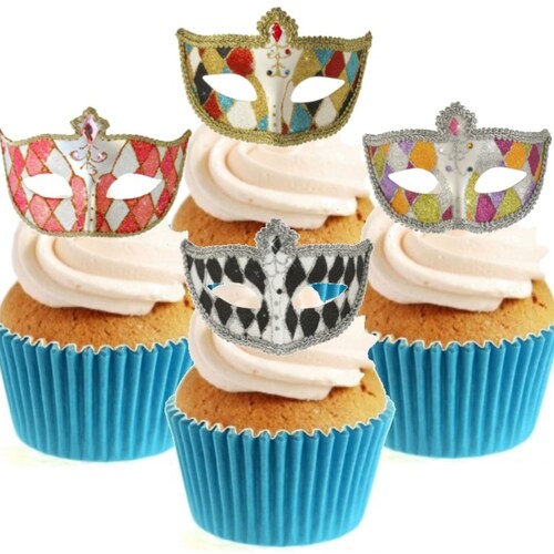 Masquerade Mask Collection Stand up Cake Toppers 12 Pack - Etsy