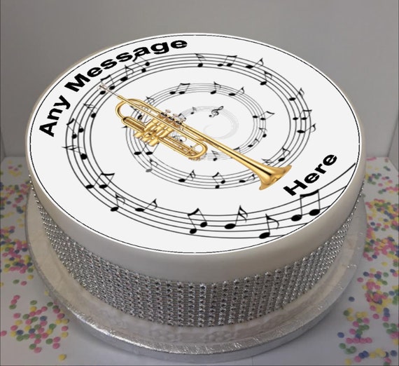 Personalised Trumpet & Music Notes 8 Icing Sheet Cake | Etsy