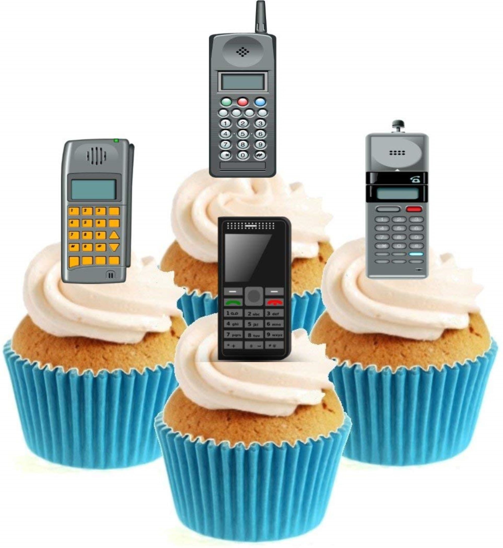 Retro Mobile Phone Collection Stand up Cake Toppers (12 Pack) Item ...