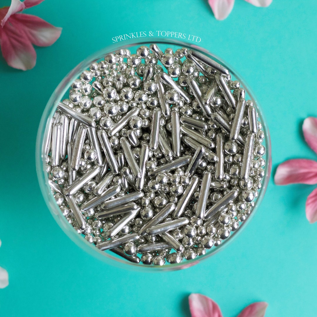 Silver Metallic Pearls & Rods Mix - Etsy