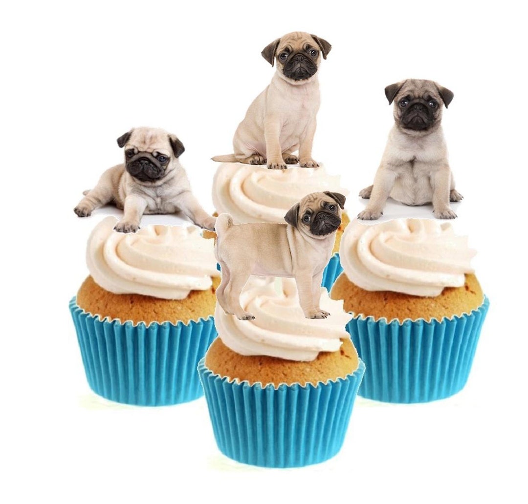 Pug Collection Stand up Cake Toppers (12 Pack) Item Requires Cutting ...
