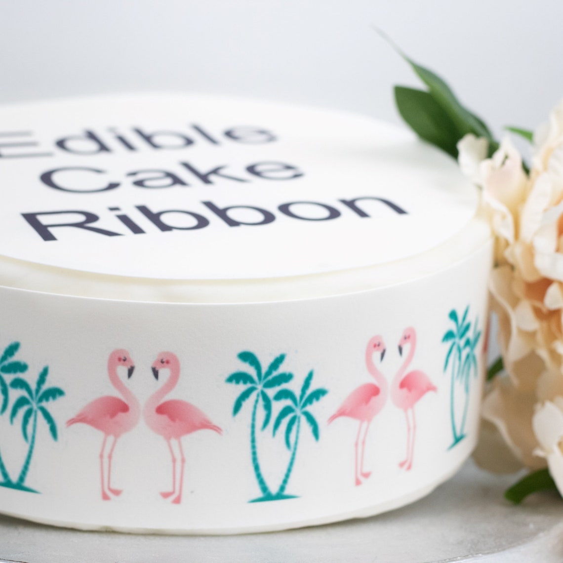Flamingo & Palm Trees Edible Icing Cake Ribbon / Side Strips - Etsy