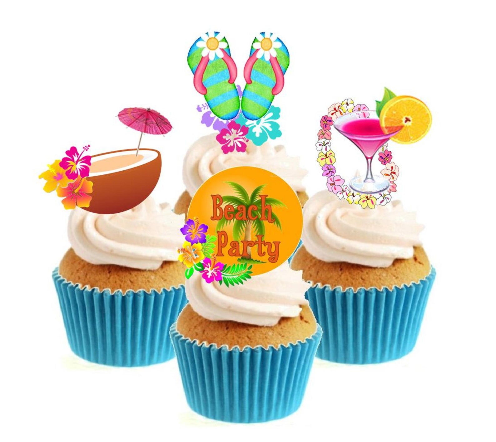 Beach Party Collection Stand up Cake Toppers 12 Pack | Etsy