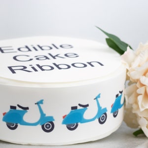 Blue Scooter Edible Icing Cake Ribbon / Side Strips - Etsy