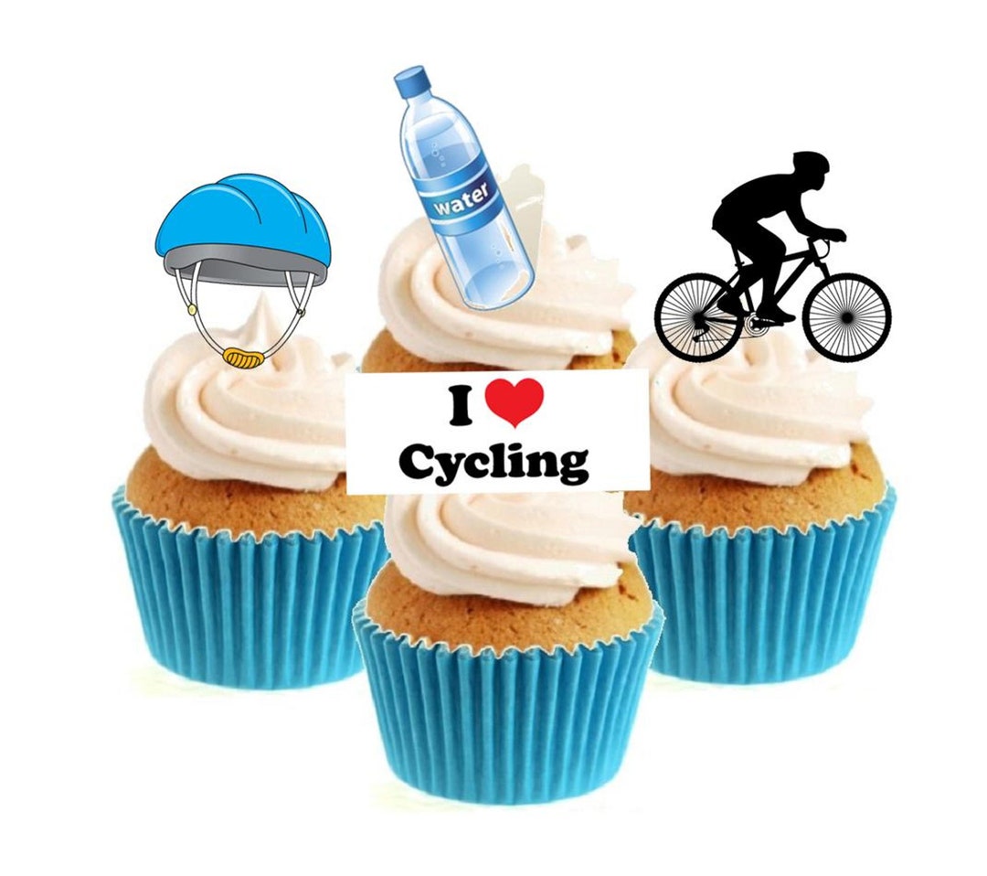 I Love Cycling Collection Stand up Cake Toppers (12 Pack) Item Requires ...