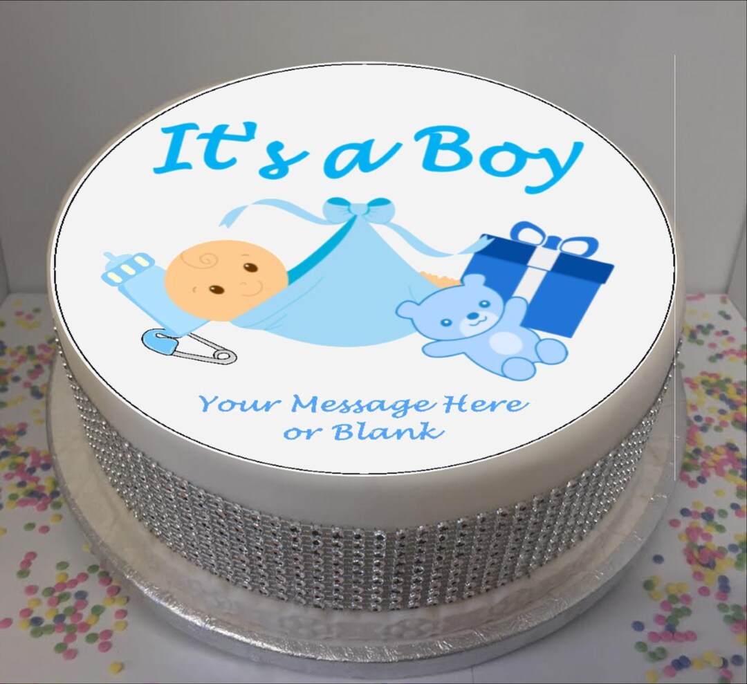 Personalised It's a Boy Scene 8" Icing Sheet Cake Topper ~ Newborn ...