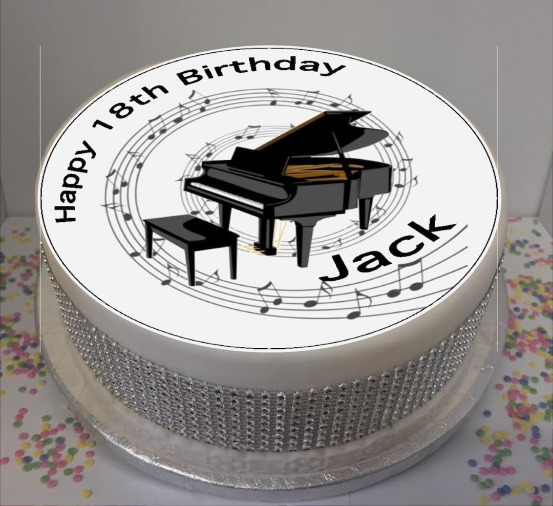 Personalised Piano & Music Notes Scene 8" Icing Sheet Cake Topper ...
