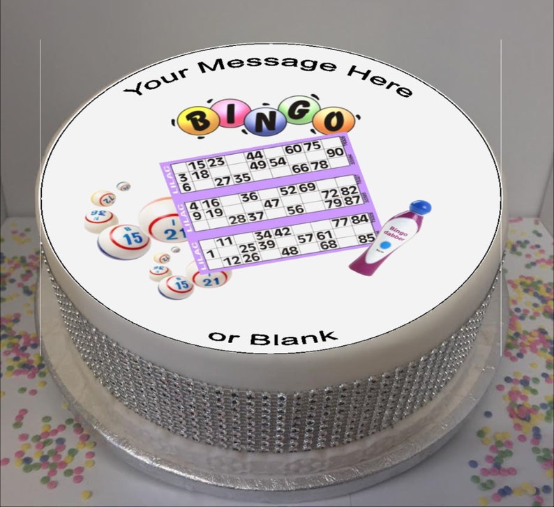 Personalised Bingo Cards & Dabber Scene 8" Icing Sheet Cake Topper ...